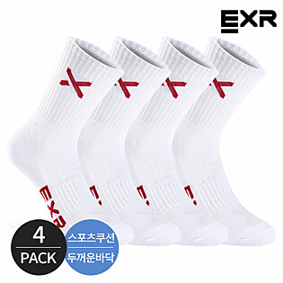 EXR 여성 스포츠 쿠션 베이직 스탠다드 장목양말 4P_WHRD - 마리오몰