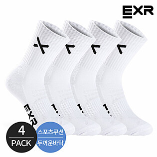 EXR 여성 스포츠 쿠션 베이직 스탠다드 장목양말 4P_WHBK - 마리오몰