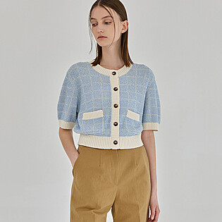 썸머 부클 트위드 크롭 니트 가디건(CD-2056) - 마리오몰