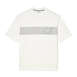 LACOSTE 라코스테 네트 프린트 반팔티 TH5590-70V 루즈핏 티셔츠 화이트 - 마리오몰
